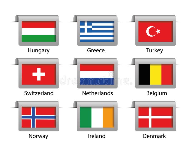 Flags set labels stock illustration. Illustration of flags - 42127542