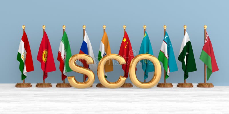 Flags Shanghai Cooperation Organisation. 3D Illustration Stock ...