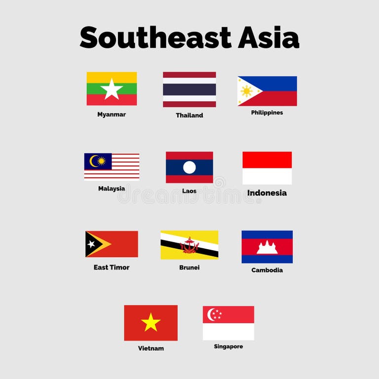 Flags of Southeast Asian Countries Stock Vector - Illustration of logo ...