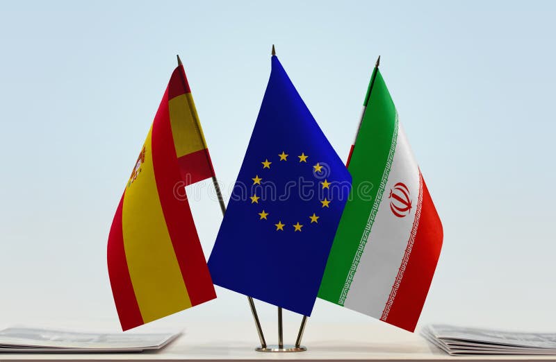 Flags of Spain EU and Iran stock illustration. Illustration of ...