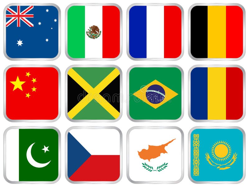 Flags square icon set 4 stock vector. Illustration of bulgaria - 6641615