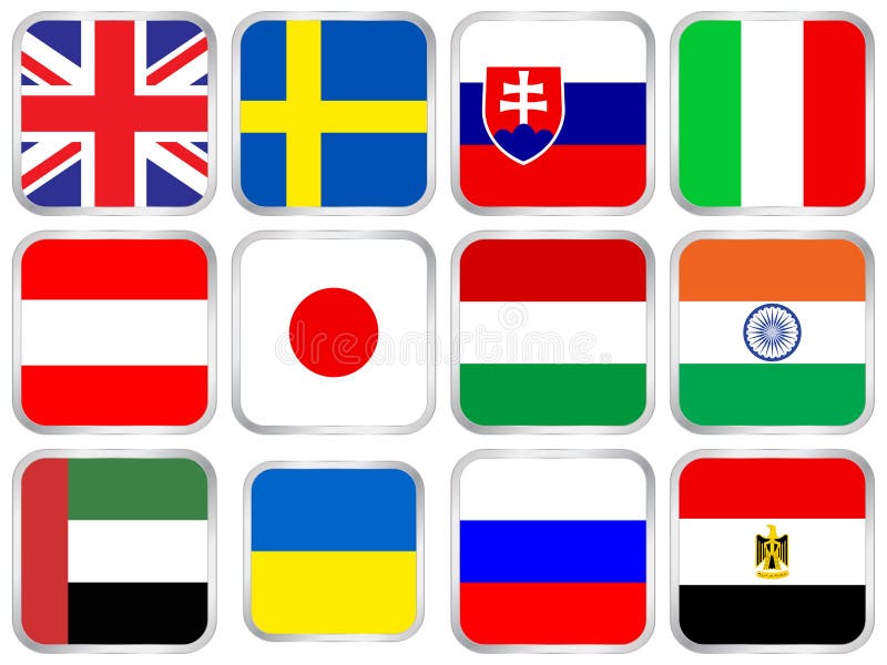 Flags square icon set 5 stock vector. Illustration of british - 6641622
