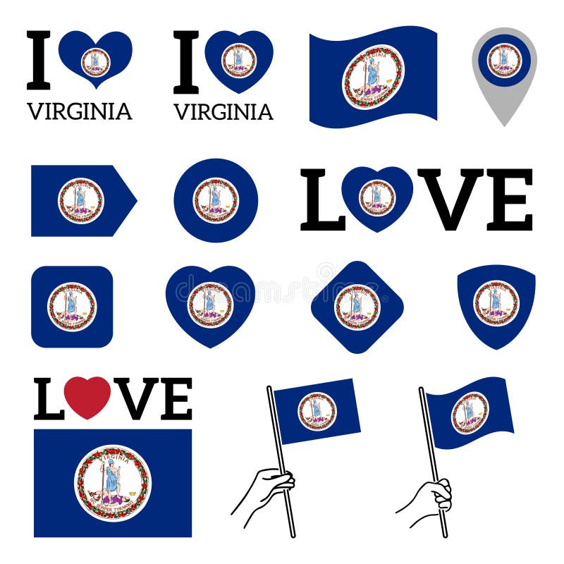 Flag of Virginia. Set of Vector Flags Stock Vector - Illustration of ...