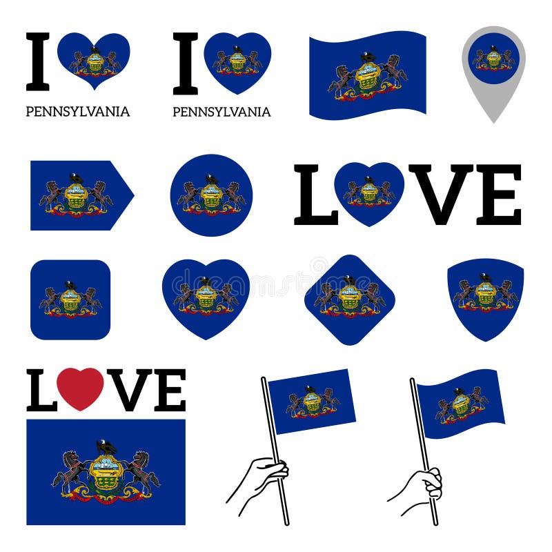 Flag of Pennsylvania. Set of Vector Flags Stock Vector - Illustration ...