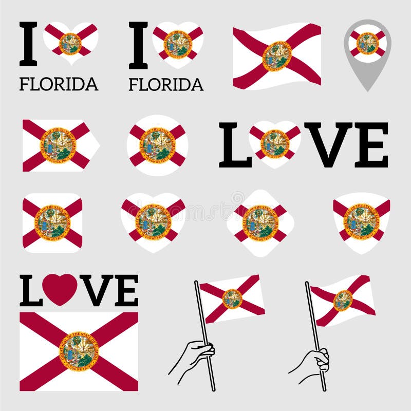 Flag of Florida. Set of Vector Flags Stock Vector - Illustration of ...