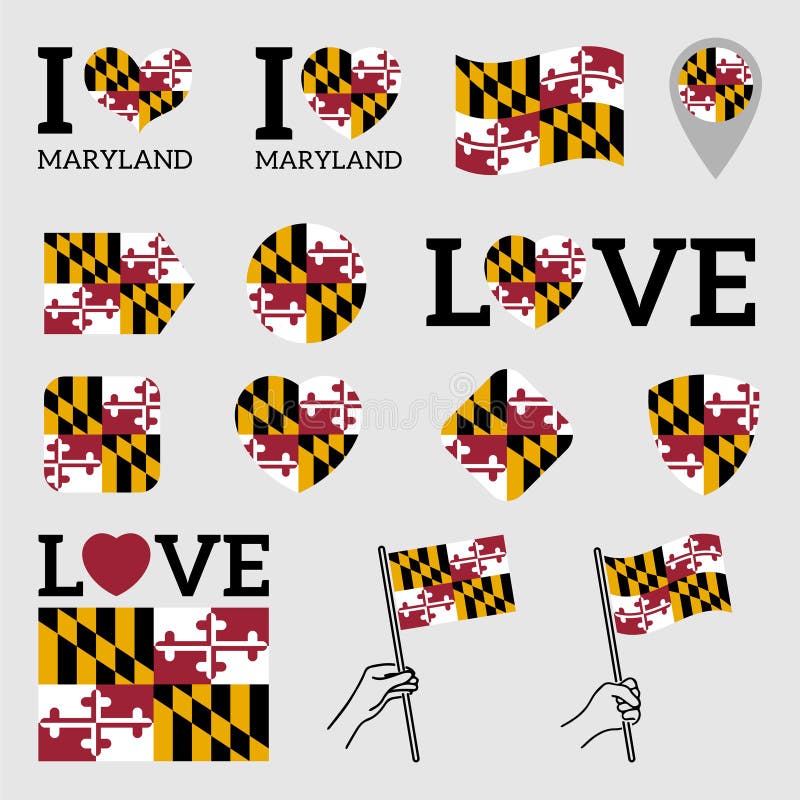 Flag of Maryland. Set of Vector Flags Stock Vector - Illustration of ...
