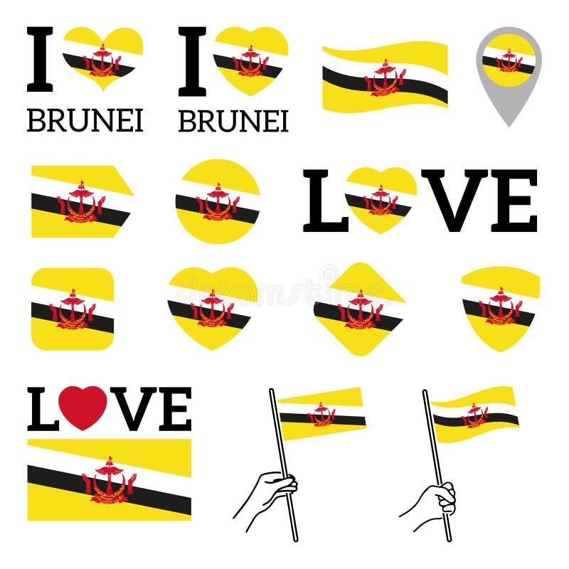 Flag of Brunei. Set of Vector Flags. Stock Vector - Illustration of ...