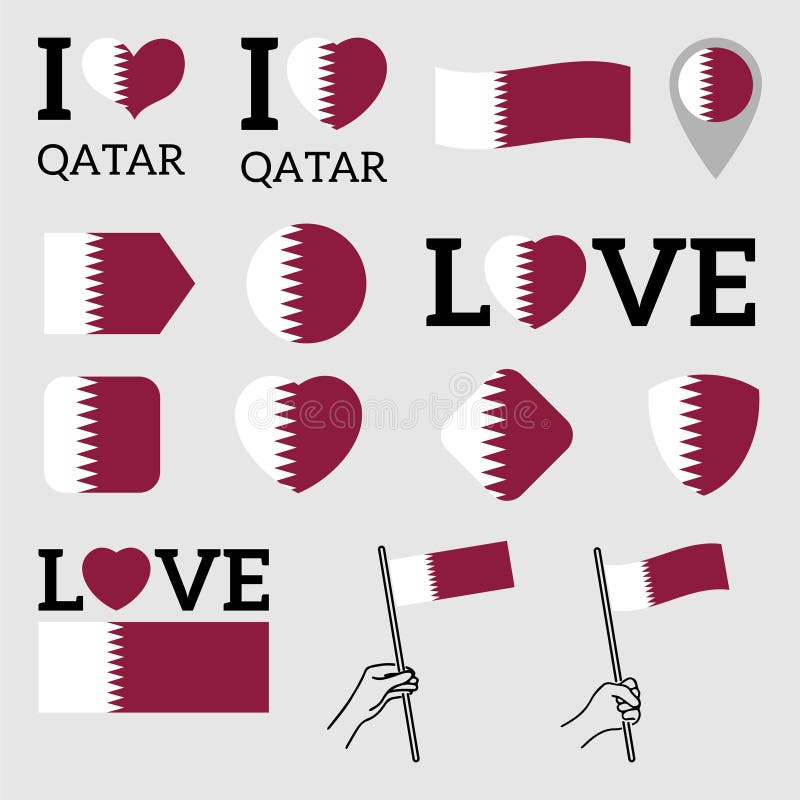 Flag of Qatar. Set of Vector Flags. Stock Vector - Illustration of flag ...