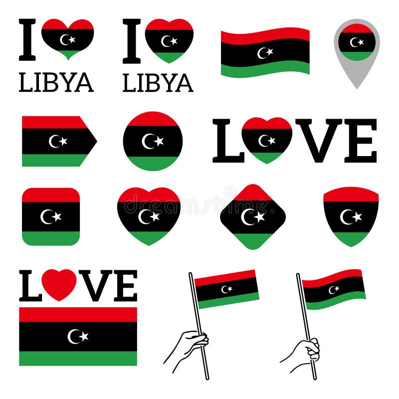 Flag of Libya. Set of Vector Flags. Stock Vector - Illustration of pictogram, element: 174252304