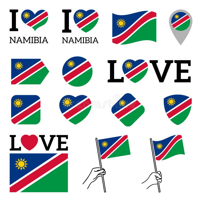 Flag of Namibia. Set of Vector Flags. Stock Vector - Illustration of ...