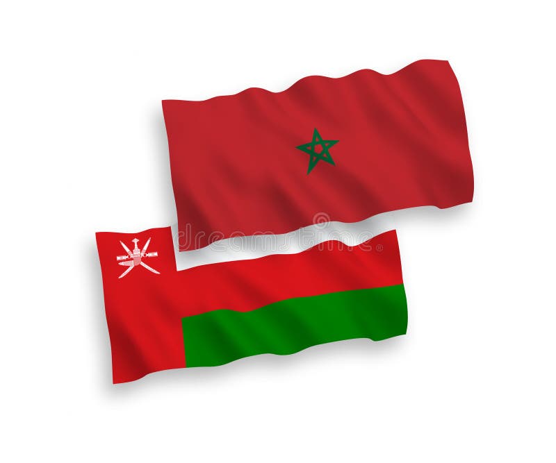 Morocco and Sultanate of Oman Flags Stock Illustration - Illustration ...