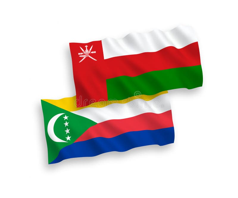 Flags of Sultanate of Oman and Union of the Comoros on a White ...