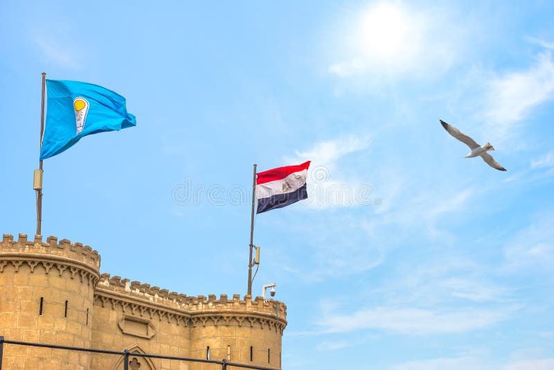 Flags on Citadel stock photo. Image of middle, blue - 181651390