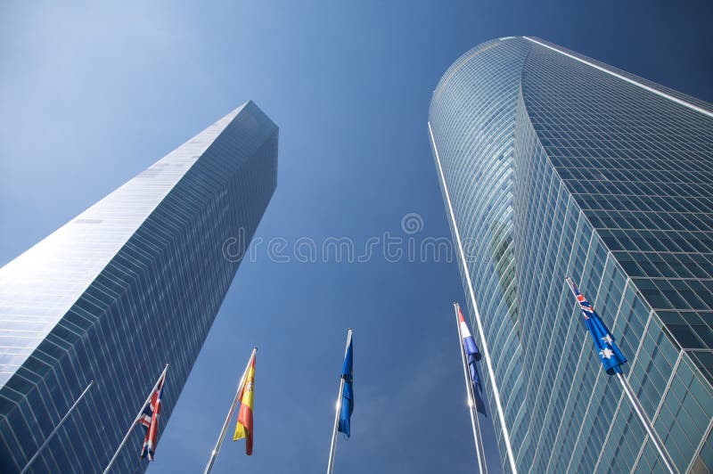 Flags and towers stock image. Image of blue, flag, window - 12096035