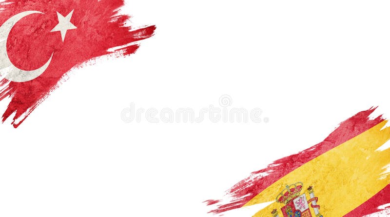 Flags of Turkey AndÂ Spain on White Background Stock Illustration ...