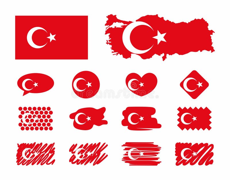 Flags of Turkey - Flat Collection. Flags of Different Shapes. Stock ...