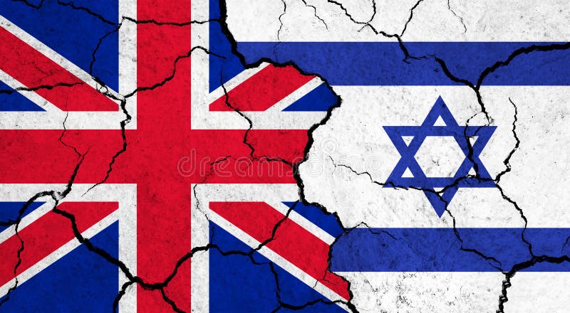 Flags of UK and Israel on Cracked Surface Stock Illustration ...