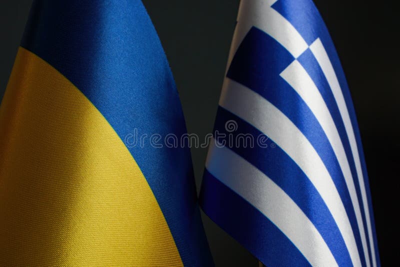 Flags of Ukraine and Greece As a Symbol of Cooperation. Stock Image ...