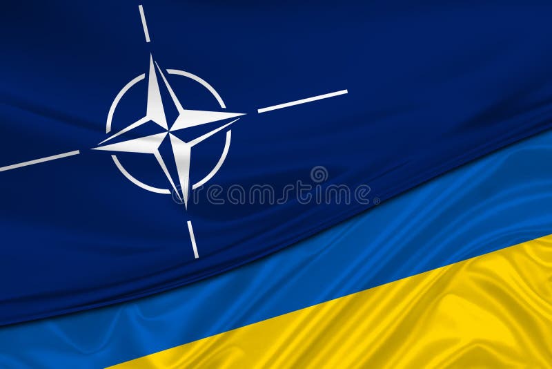 Flags of Ukraine and NATO. International Relationships Stock ...
