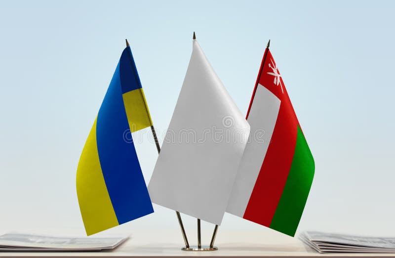 Flags of Ukraine and Oman stock image. Image of assembly - 124160281