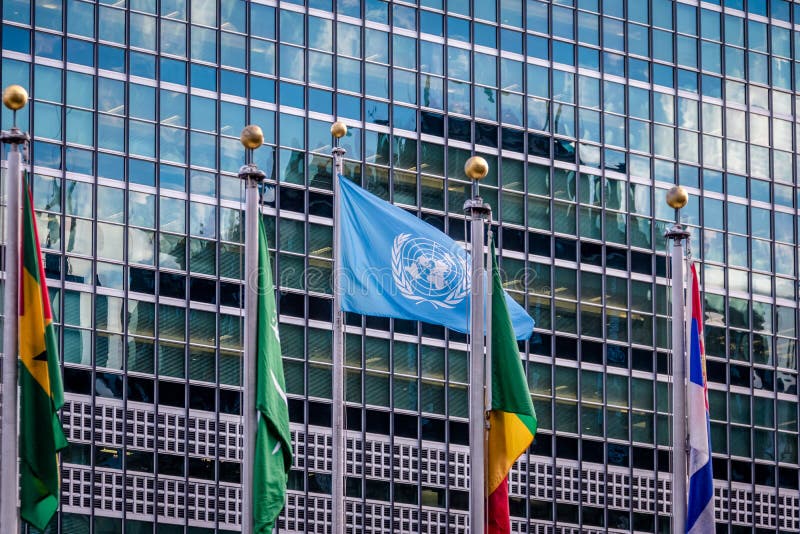 United Nations Building And Flags NYC USA Stock Image - Image of ...