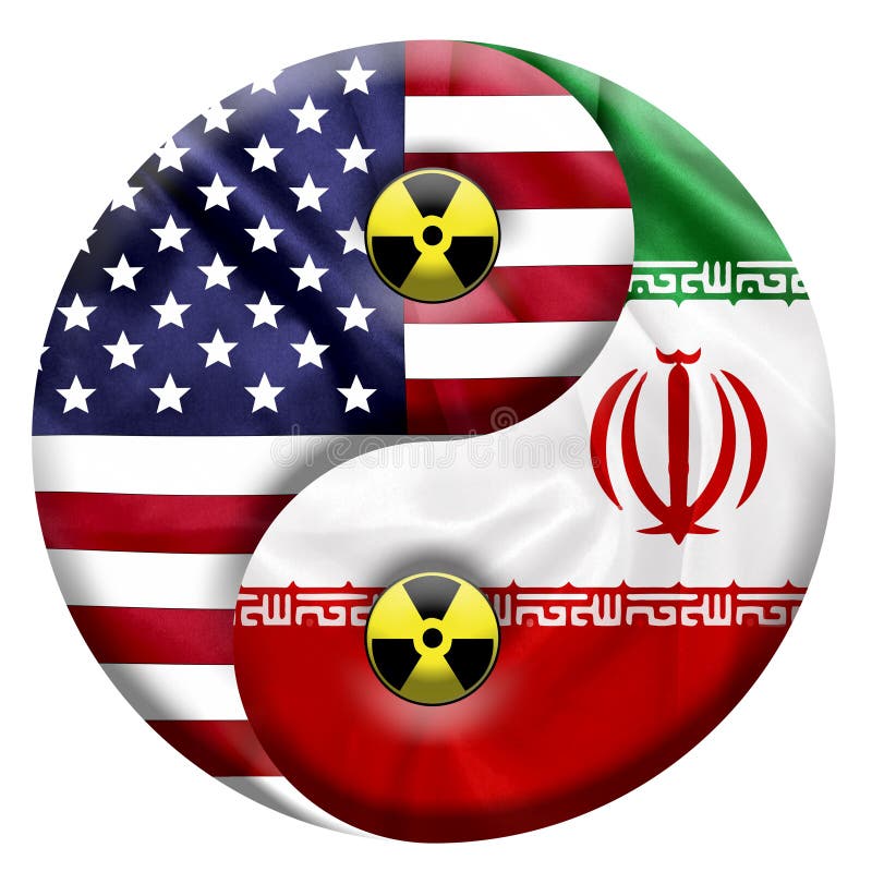 Flags of United States and Iran with Nuclear Icon Stock Illustration ...