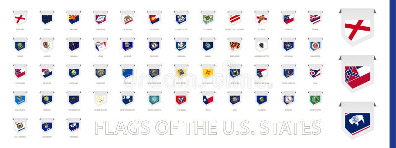Flags of the US States, Label Flag Collection Stock Vector ...