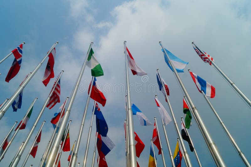 Flags of various colors stock image. Image of decoration - 91478455