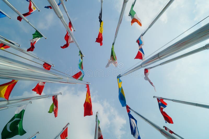 Flags of various colors stock photo. Image of outdoor - 91478518