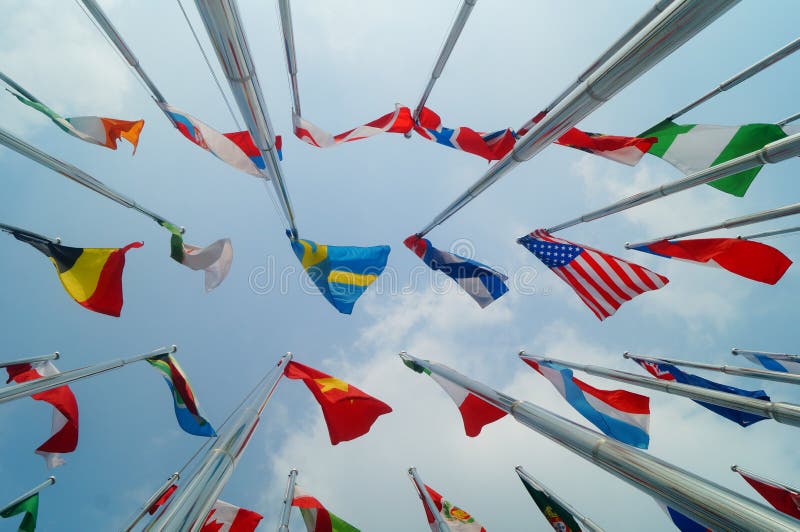 Flags of various colors stock photo. Image of flags, clouds - 91478524