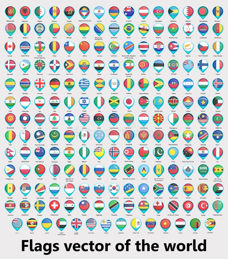Flags Vector of the World, Circular Design Stock Illustration ...