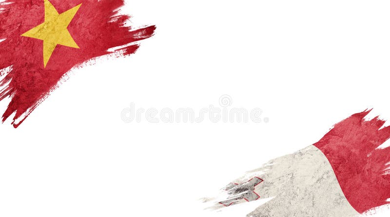 Flags of Vietnam and Malta on White Background Stock Image - Image of ...