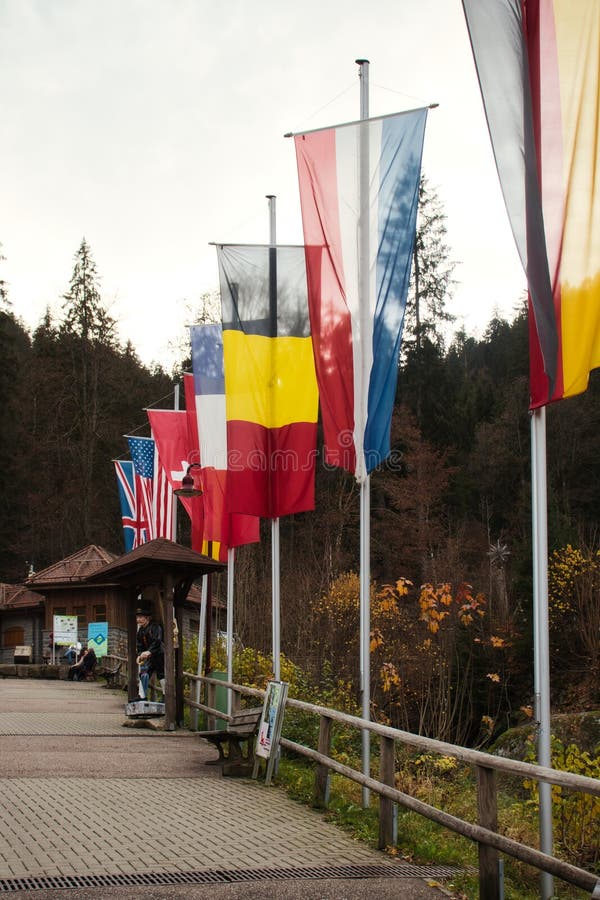 Flags on a Walking Path in Triberg Editorial Stock Image - Image of ...