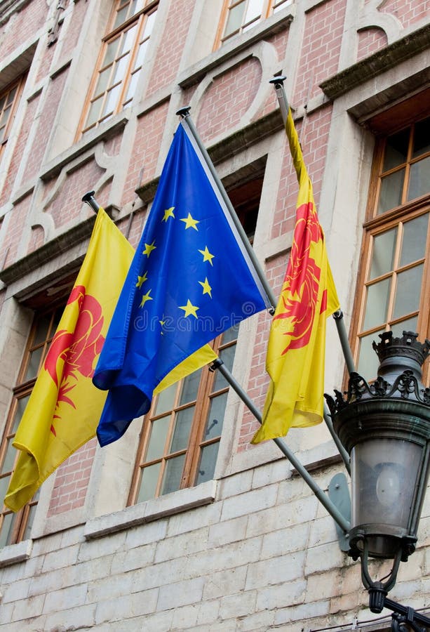 Flags of Wallonia and Europe Stock Photo - Image of wallonia, europe ...