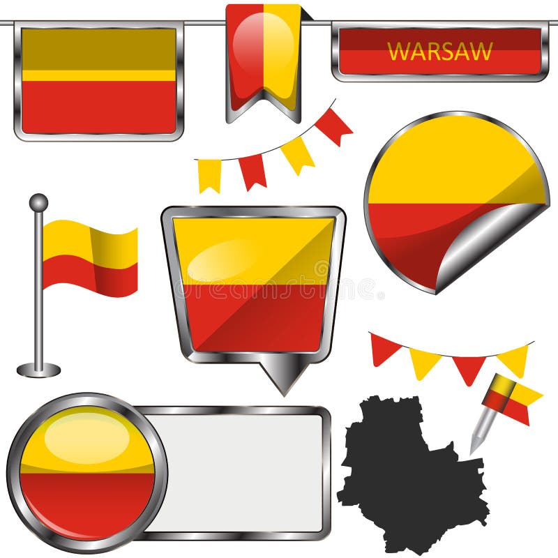 Flags of Warsaw, Poland stock vector. Illustration of icon - 185192081