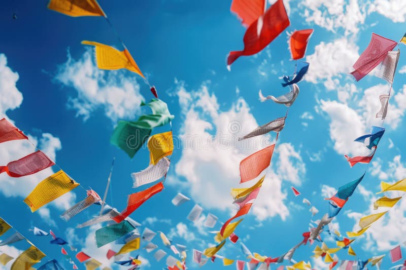 Flags Waving in the Air, Various National and International Flags ...