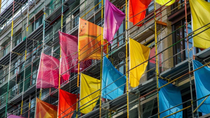 Flags Waving from the Top of the Scaffolding Adding a Colorful Touch To ...