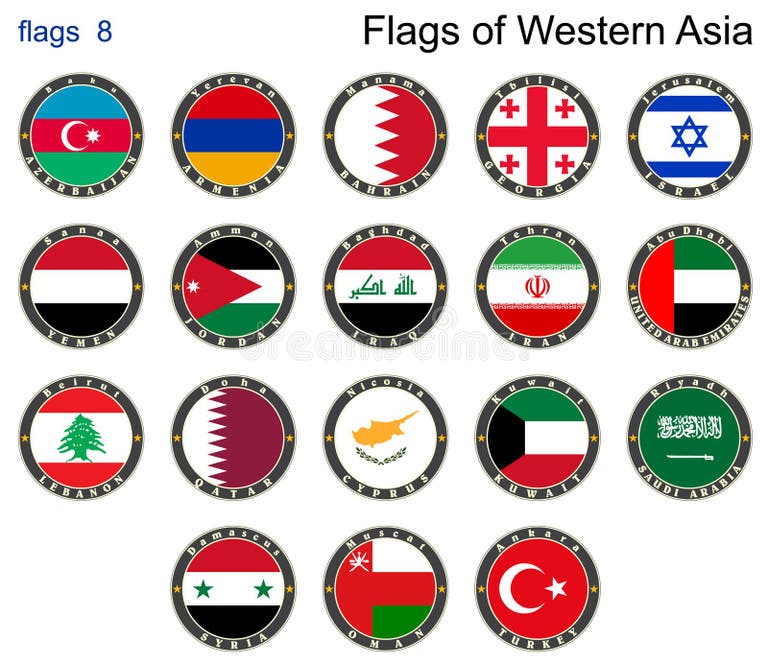 Flags of Western Asia. Flags 8 Stock Vector - Illustration of ...