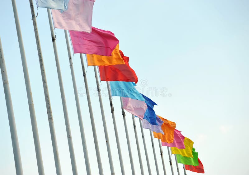 Flags in the wind stock image. Image of decorative, blue - 16003345