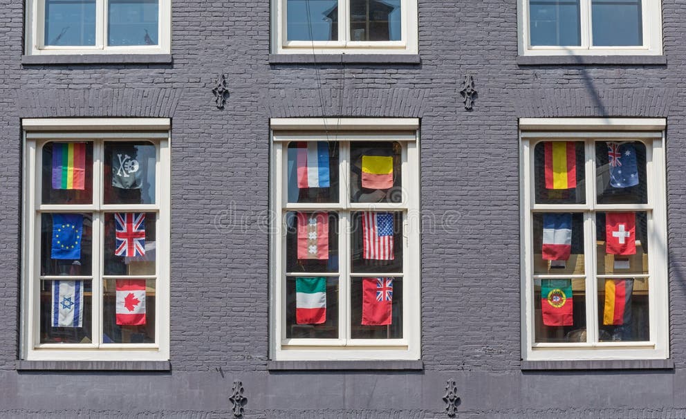 Flags in Windows stock photo. Image of flag, glass, flags - 158922546