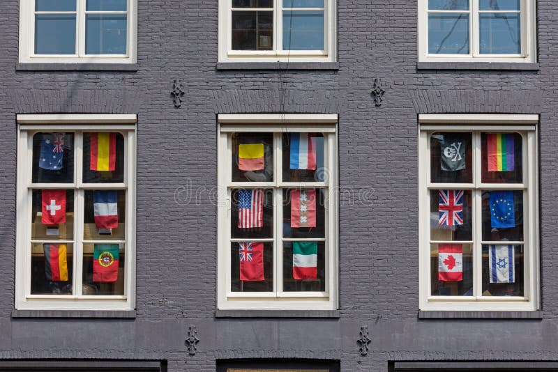 Flags Windows stock image. Image of nederland, glass - 160637333