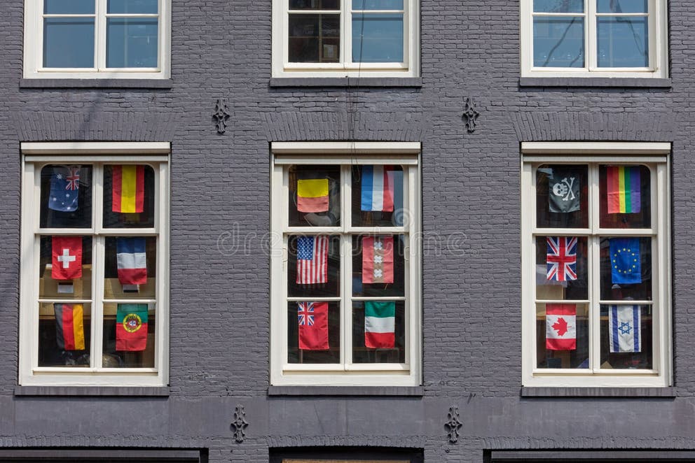 Flags Windows stock image. Image of nederland, glass - 160637333