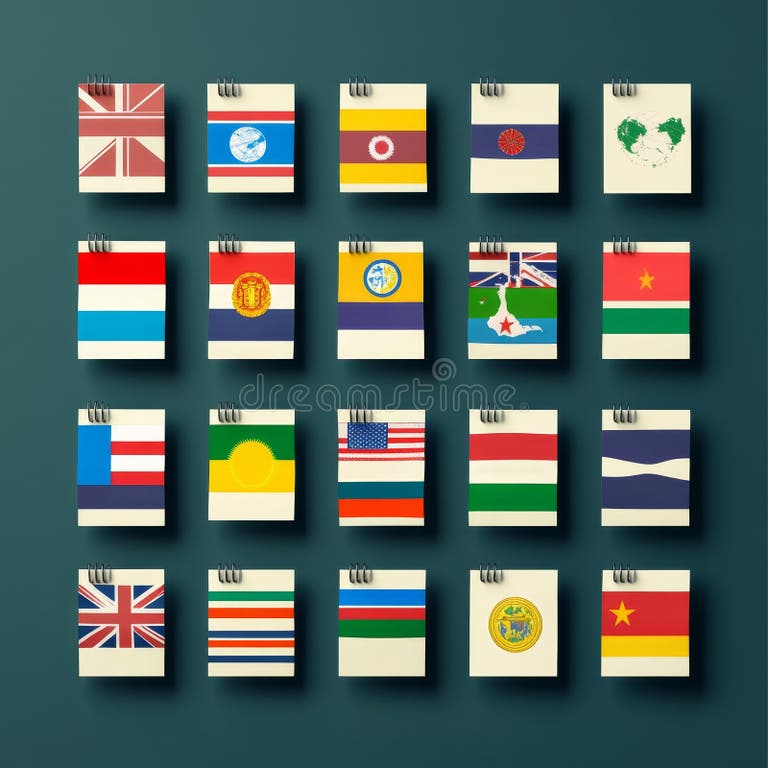 Flags of the World on the Background of the Map. Vector Illustration ...
