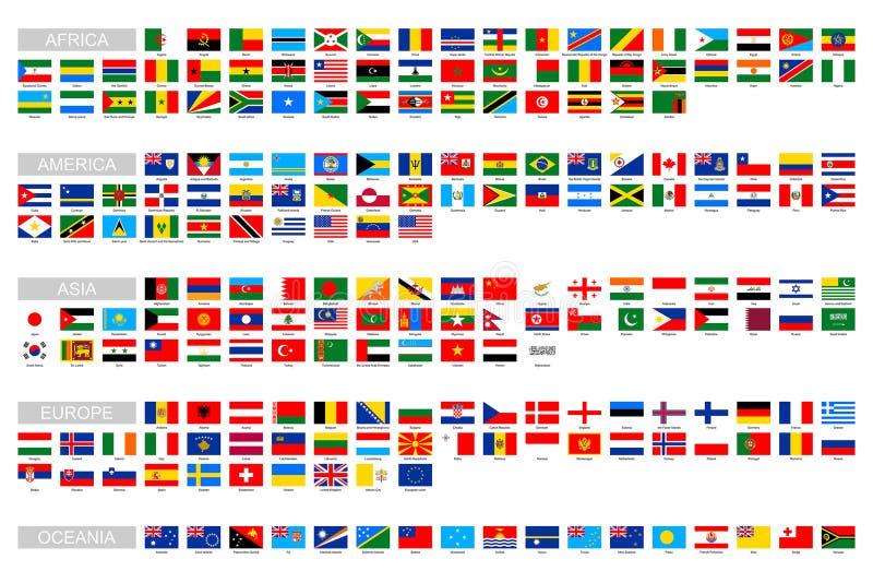 Flags of the world stock vector. Illustration of continent - 304825469
