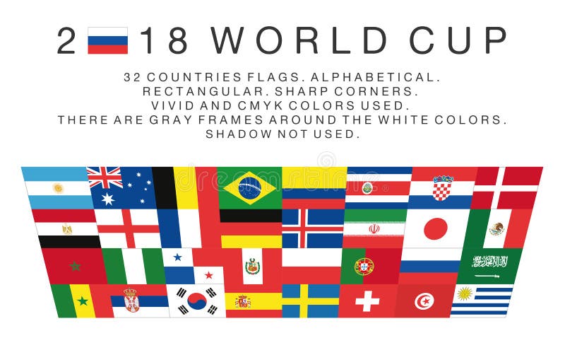 Rectangular Flags of 2018 World Cup Countries Editorial Stock Photo ...