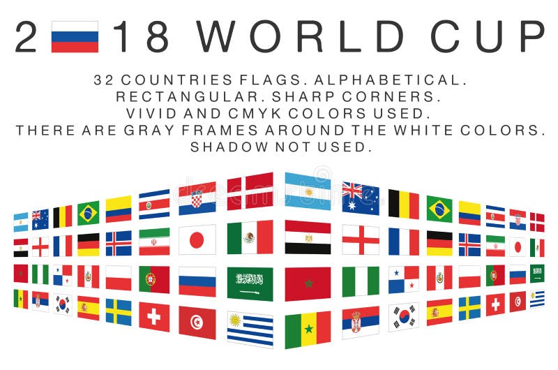 Rectangular Flags of 2018 World Cup Countries Editorial Photography ...