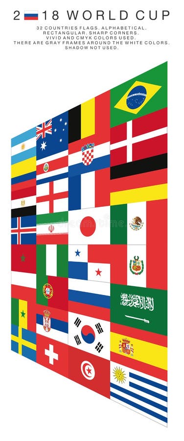 Rectangular Flags of 2018 World Cup Countries Editorial Image ...