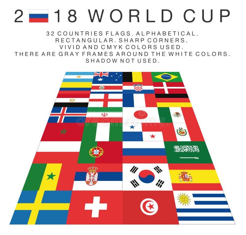 Rectangular Flags of 2018 World Cup Countries Editorial Stock Photo ...