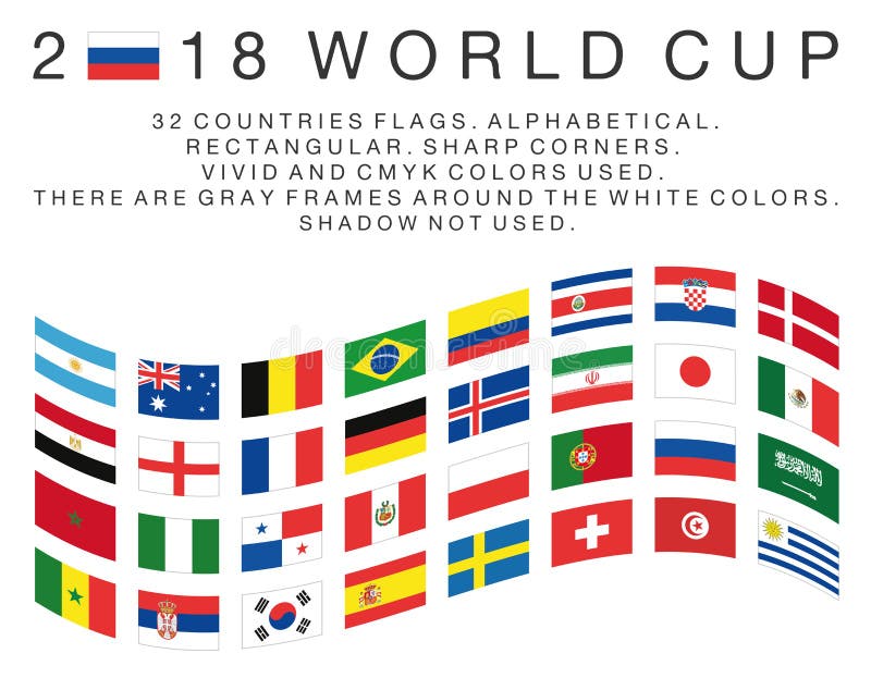 Rectangular Flags of 2018 World Cup Countries Editorial Photography ...
