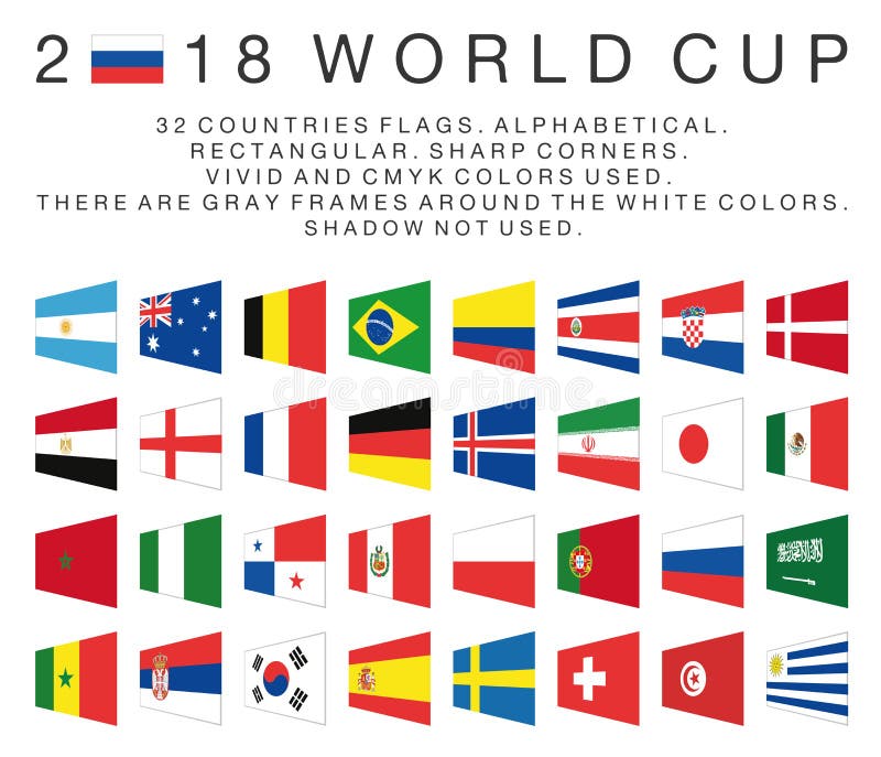 Rectangular Flags of 2018 World Cup Countries Editorial Photo ...